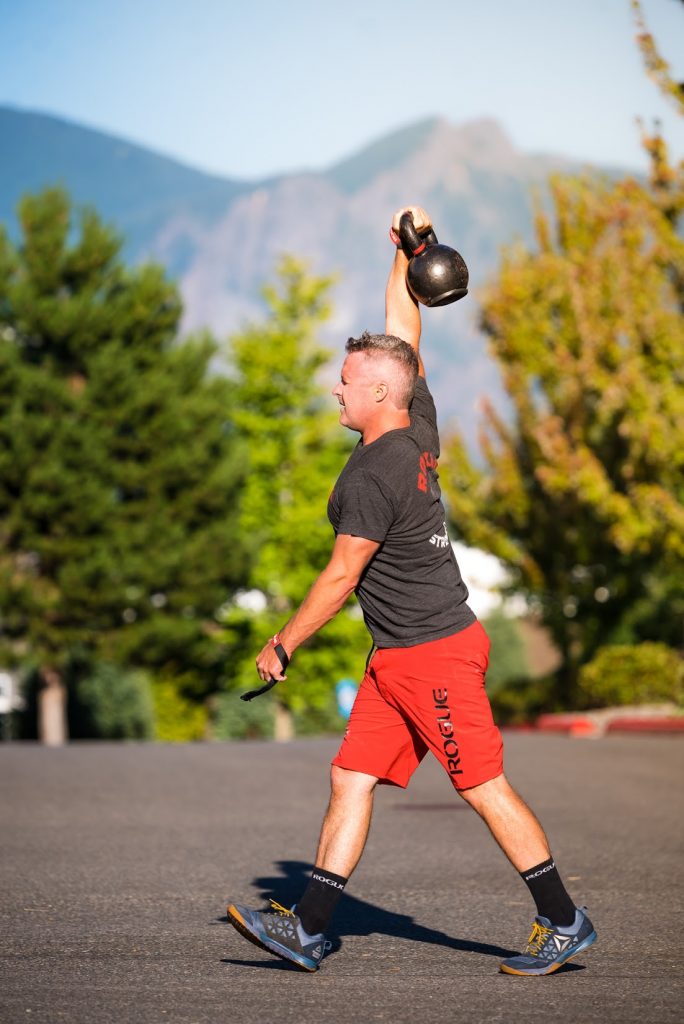 AMRAP 12 mins: Single Arm Overhead Carries, Push-ups and DB Front Rack ...