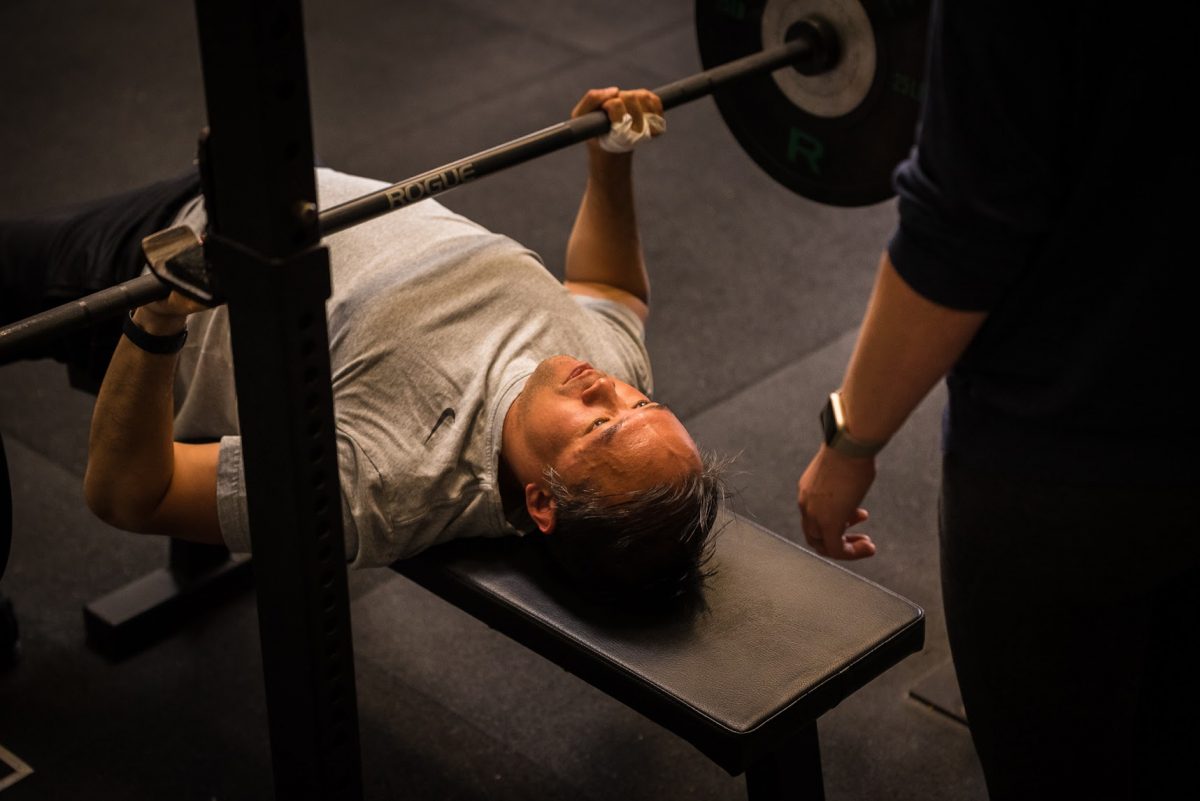 Bench Press 2-2-1-1 & AMRAP 20 mins: Strict Pull-ups, Dumbbell Push ...