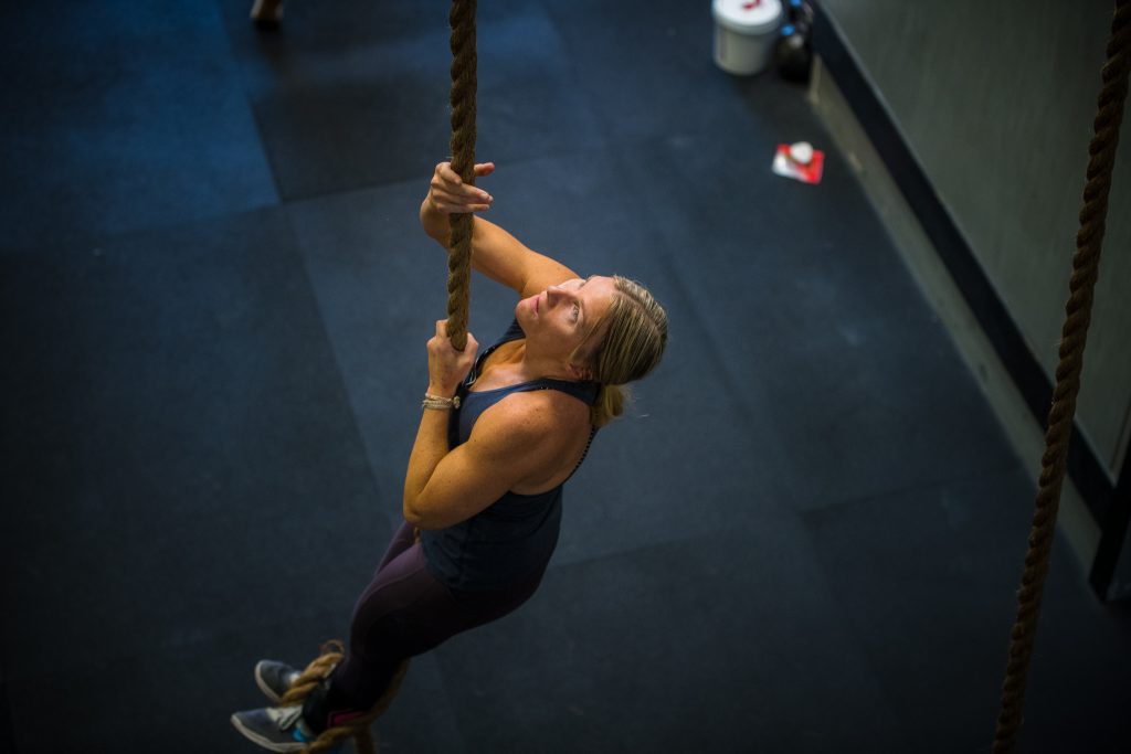 Team WOD: Row, Overhead Squat, Pull-up, Push Press, Rope Climb, Run ...