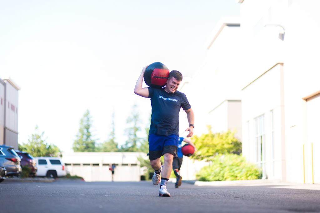 Team WOD: Rows, Burpee Box Jumps, Power Cleans, Sit-ups, KB Swings, Run ...